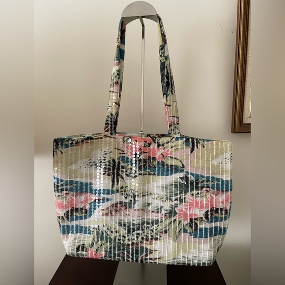 Bags | Vintage Lightweight Floral Sequin Tote Bag | Poshmark
